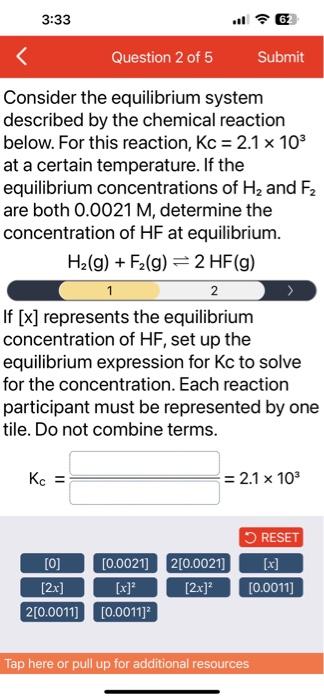 Solved Consider the equilibrium system described by the | Chegg.com