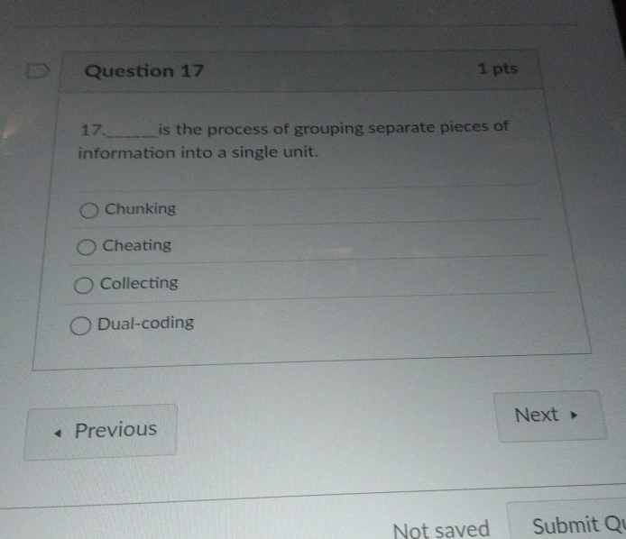 Solved Question 171 ﻿pts17 ﻿is the process of grouping | Chegg.com