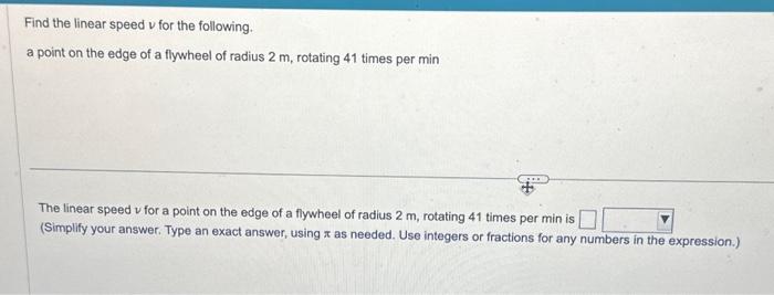 Solved Find the linear speed v for the following. a point on | Chegg.com