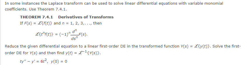 Solved In some instances the Laplace transform can be used | Chegg.com