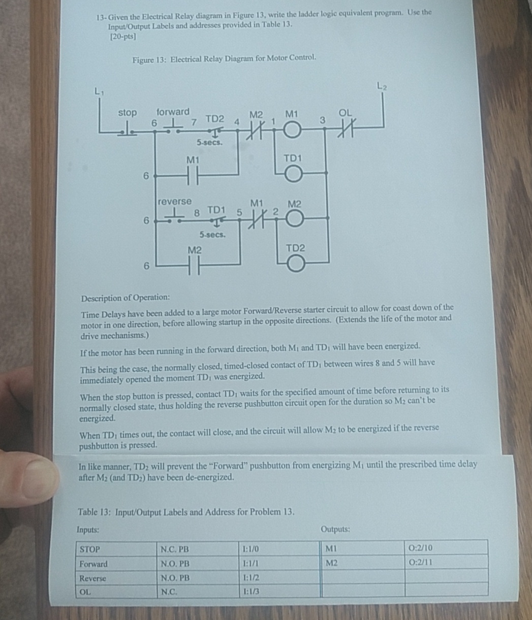 Solved 13- ﻿Given the Electrical Relay diagram in Figure 13, | Chegg.com