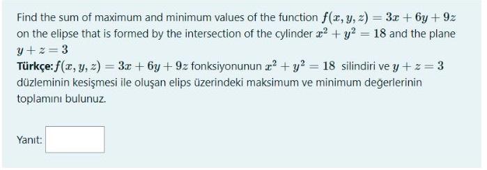 Solved Find the sum of maximum and minimum values of the | Chegg.com