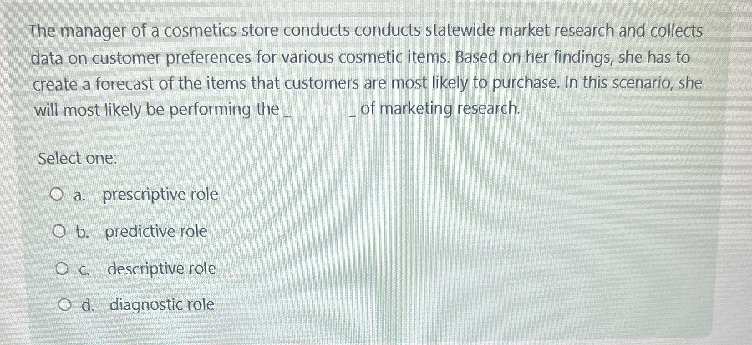 Solved The manager of a cosmetics store conducts conducts | Chegg.com