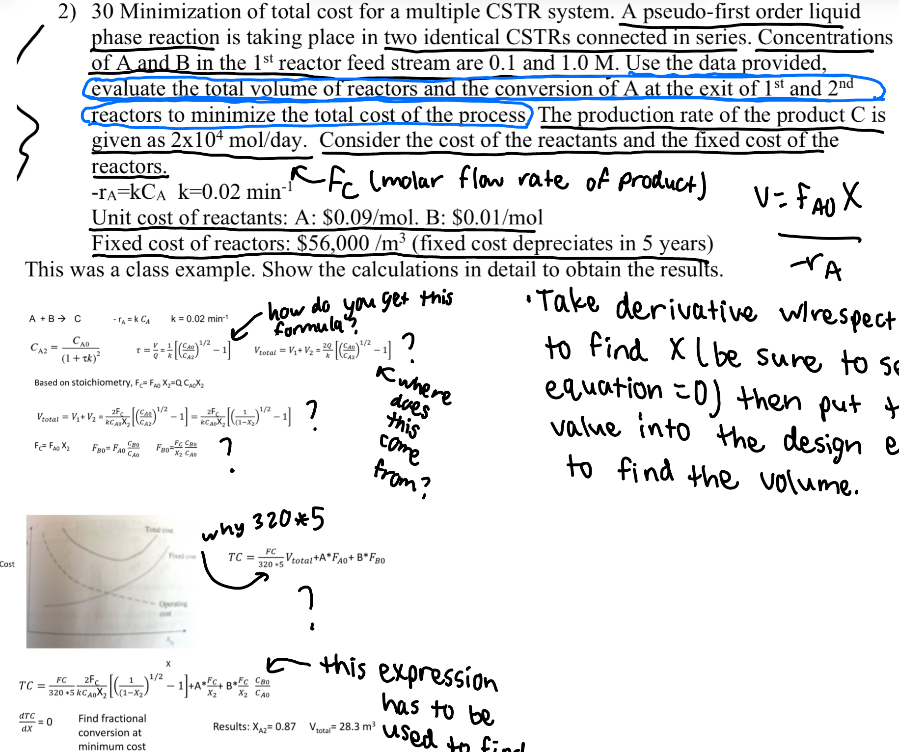 Solved 30 ﻿Minimization of total cost for a multiple CSTR | Chegg.com