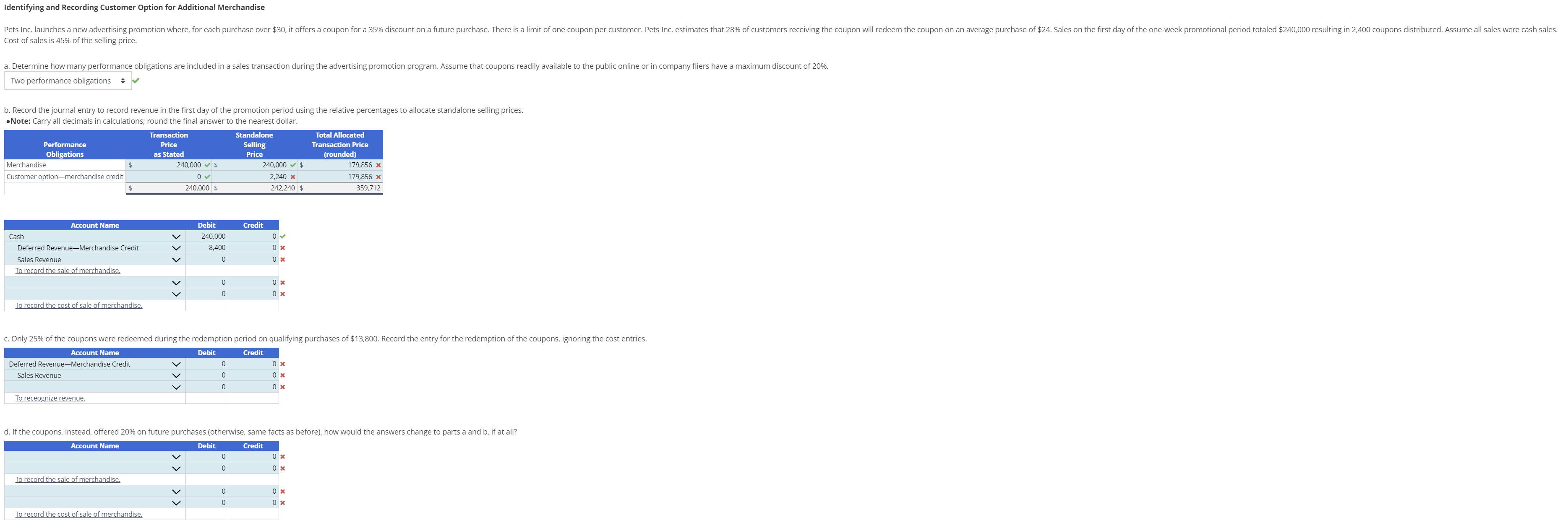 Identifying and Recording Customer Option for | Chegg.com