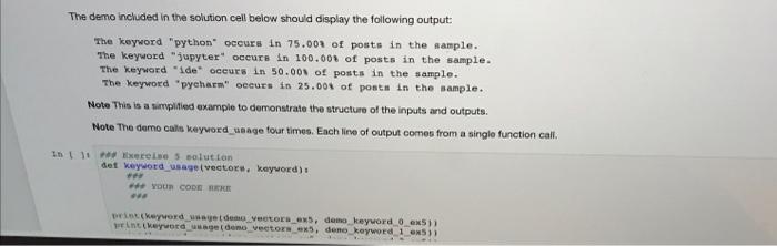 Solved complete the function: def keyword_usage(vectors, | Chegg.com