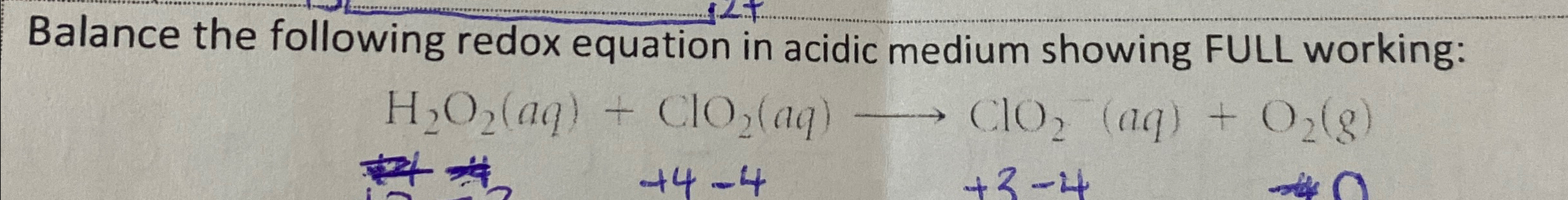 Solved Balance the following redox equation in acidic medium | Chegg.com