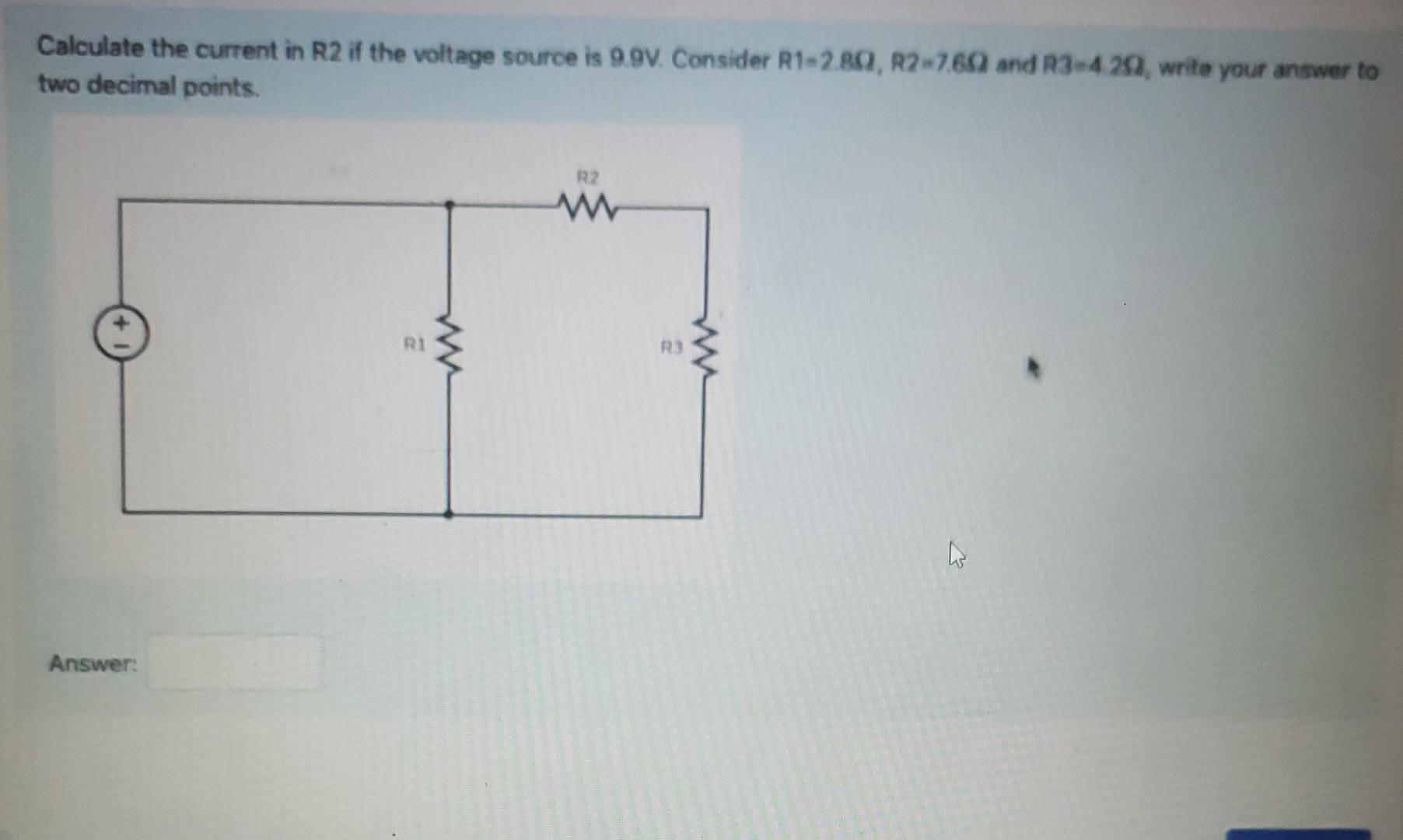 Solved Calculate the current in R2 if the voltage source is | Chegg.com