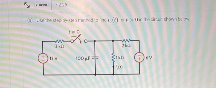 Solved (a) Use the step-by-step method to find io(t) for t>0 | Chegg.com