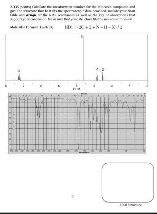 2. (15 points) Calculate the unsaturation number for | Chegg.com