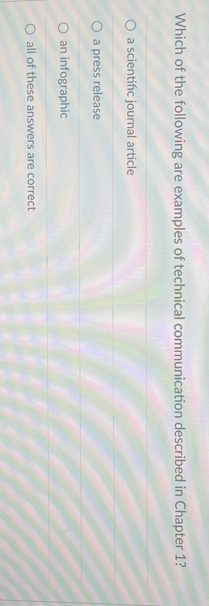 Solved Which of the following are examples of technical | Chegg.com