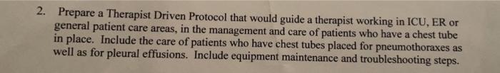 Solved 2. Prepare a Therapist Driven Protocol that would | Chegg.com
