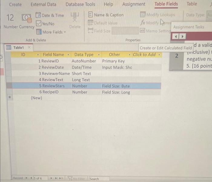 Working with Tables Add a validation rule to the | Chegg.com