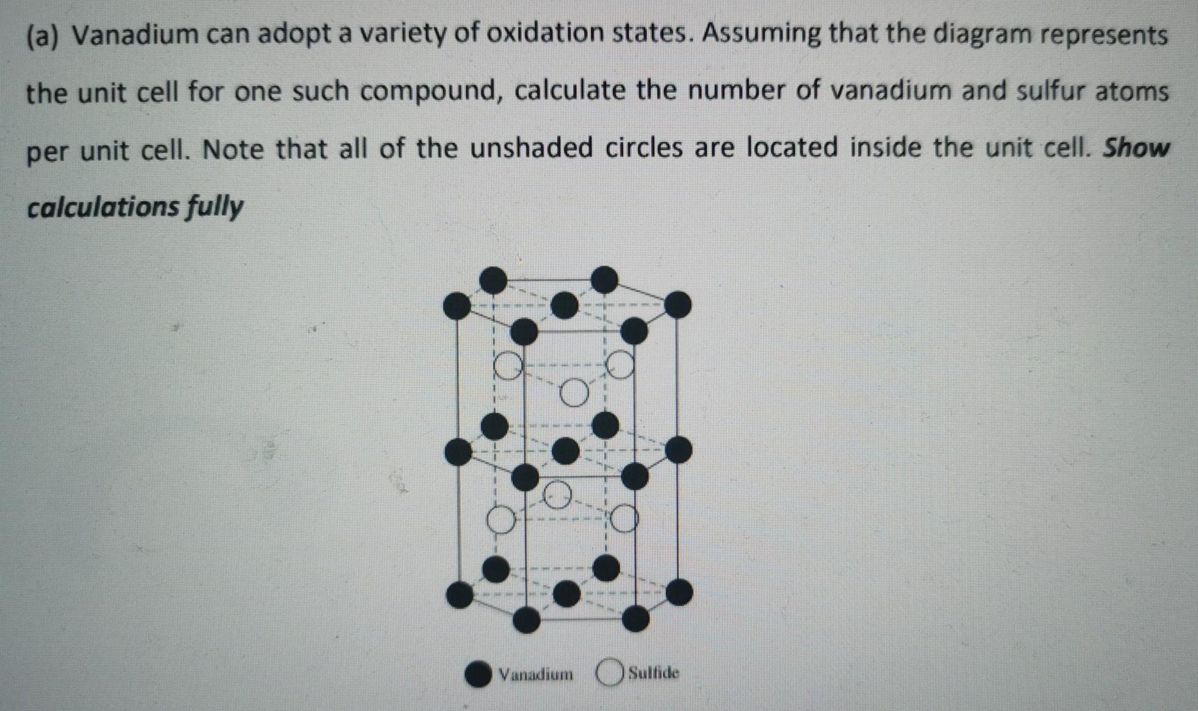 Solved (a) Vanadium can adopt a variety of oxidation states. | Chegg.com