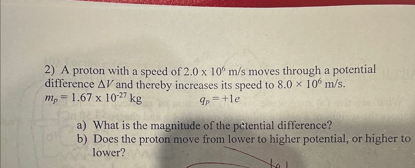 Solved A proton with a speed of 2.0×106ms ﻿moves through a | Chegg.com