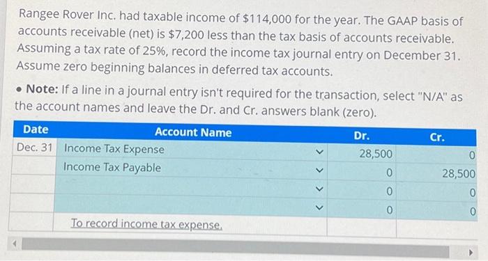Solved Rangee Rover Inc. had taxable income of $114,000 for | Chegg.com
