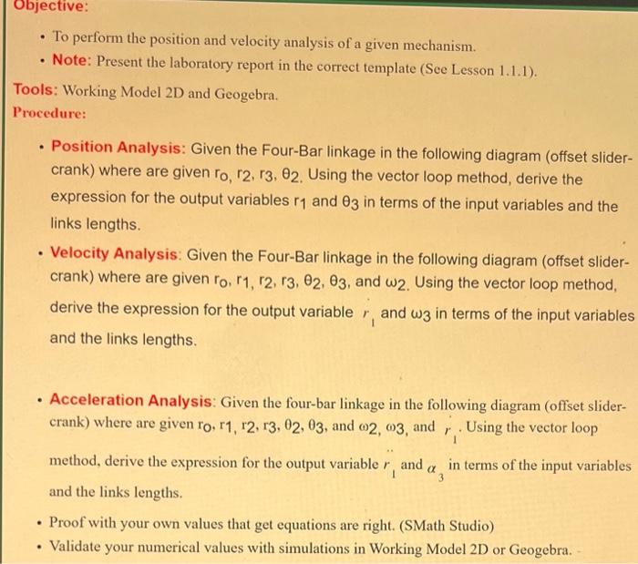 Solved - To perform the position and velocity analysis of a | Chegg.com