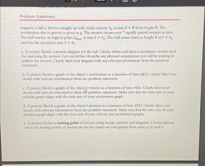 Solved Suppose a ball is thrown straight up with initial | Chegg.com
