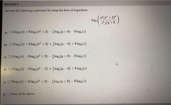 Solved Rewrite the following expression by using the laws of | Chegg.com