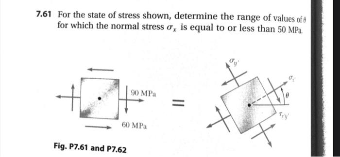 Solved 61 For the state of stress shown, determine the range | Chegg.com