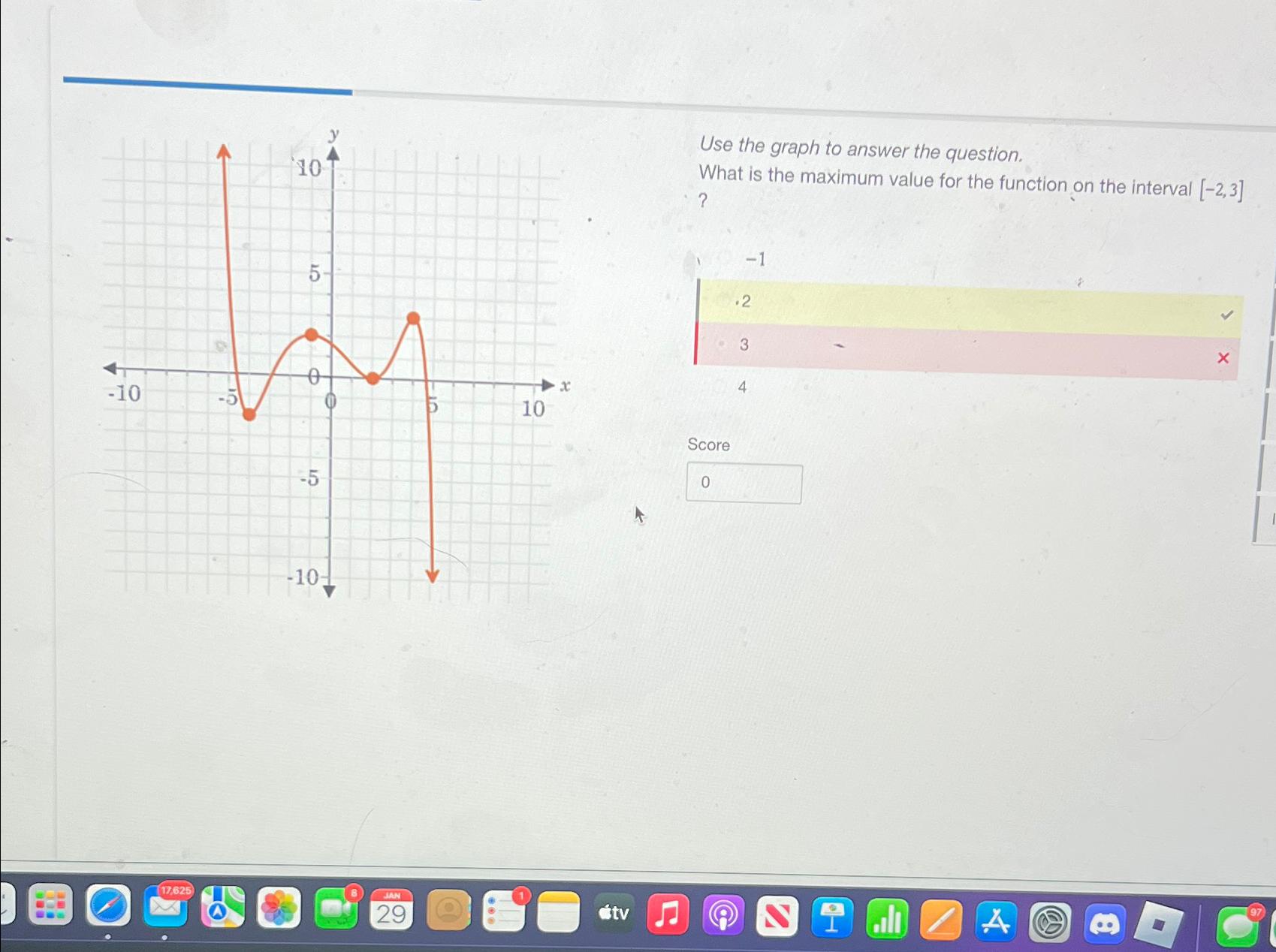 Solved Use the graph to answer the question.What is the | Chegg.com