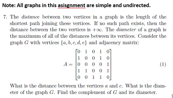 Solved Note: All graphs in this asisgnment are simple and | Chegg.com