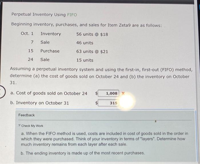 Solved Perpetual Inventory Using FIFO Beginning inventory, | Chegg.com