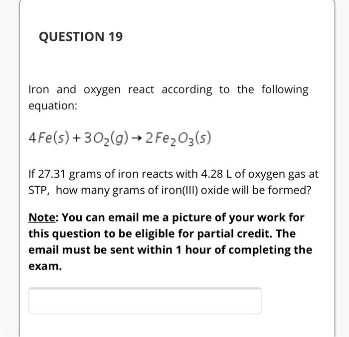 Solved Iron and oxygen react according to the following | Chegg.com