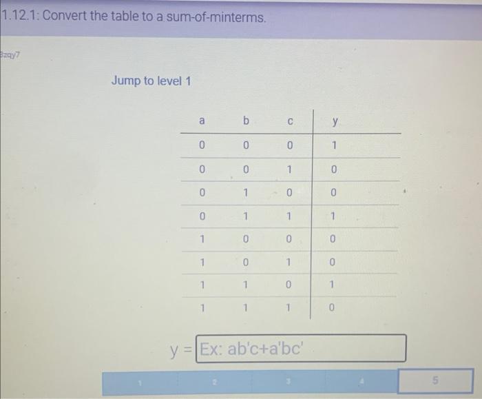 Solved 12.1: Convert the table to a sum-of-minterms. Jump to | Chegg.com