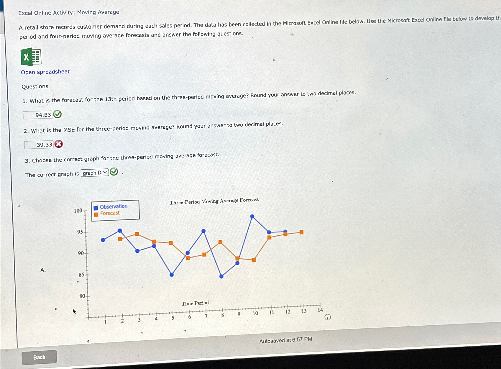 Excel Online Activity: Moving Average period and | Chegg.com Excel Online Activity: Moving Average period and | Chegg.com