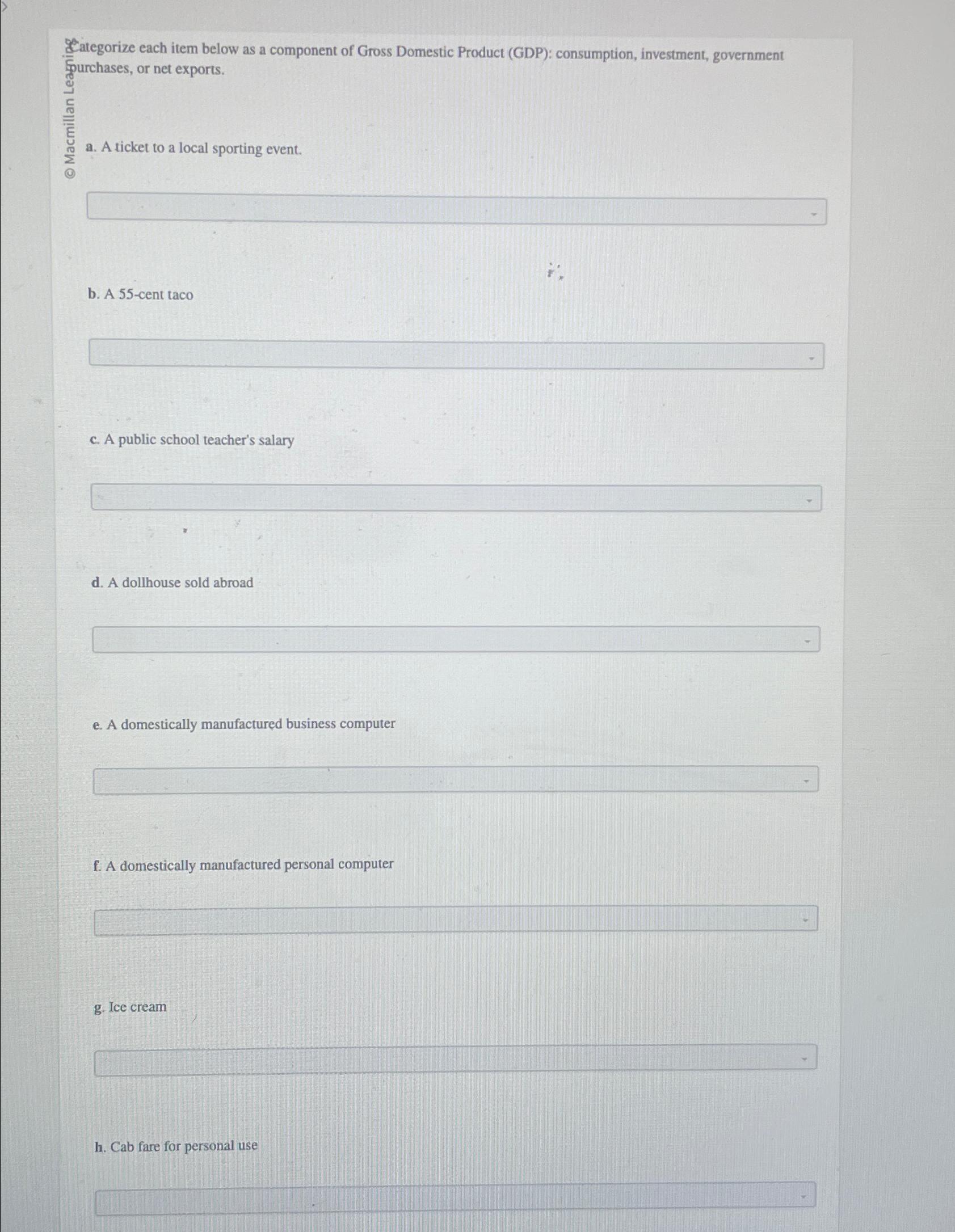 Solved Categorize each item below as a component of Gross | Chegg.com
