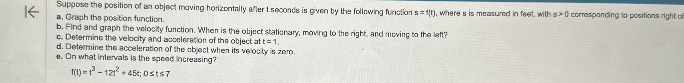 Solved Suppose the position of an object moving horizontally | Chegg.com