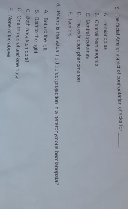 Solved The facial Amsler aspect of confrontation checks for | Chegg.com