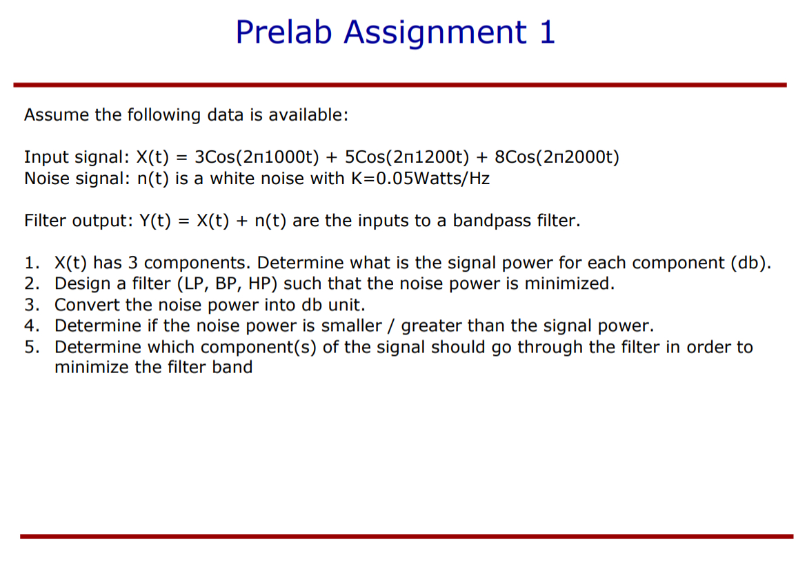 Solved Prelab Assignment 1Assume the following data is | Chegg.com
