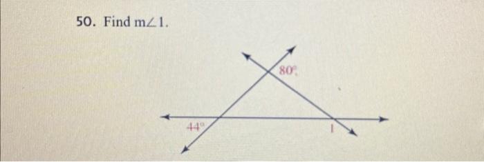 Solved 50. Find m∠1. | Chegg.com