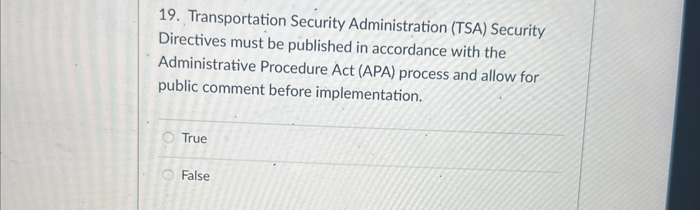 Solved Transportation Security Administration (TSA) | Chegg.com
