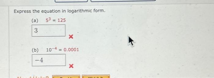 Solved Express the equation in logarithmic form. (a) 53=125 | Chegg.com