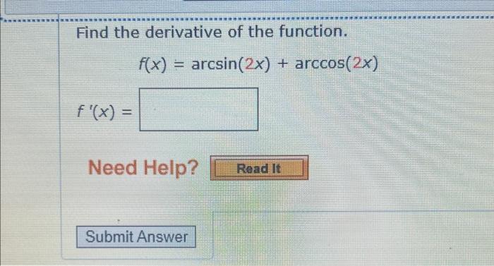 Solved Find the derivative of the function. | Chegg.com