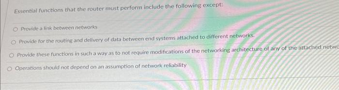Solved Essential functions that the router must perform | Chegg.com