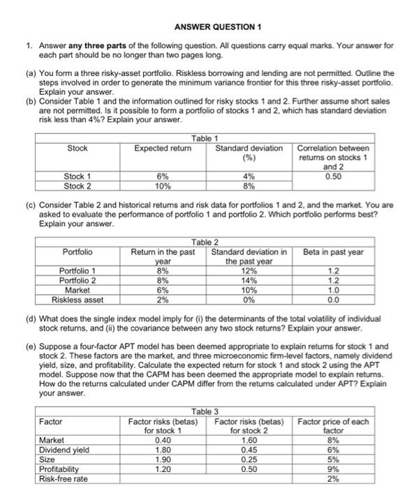 Solved Answer Question 1 1 Answer Any Three Parts Of The 