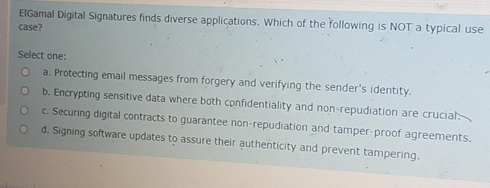 Solved ElGamal Digital Signatures finds diverse | Chegg.com