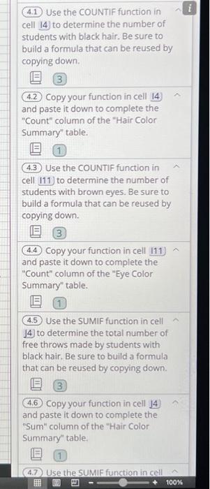 Solved (4.1) Use the COUNTIF function in cell 14 to | Chegg.com