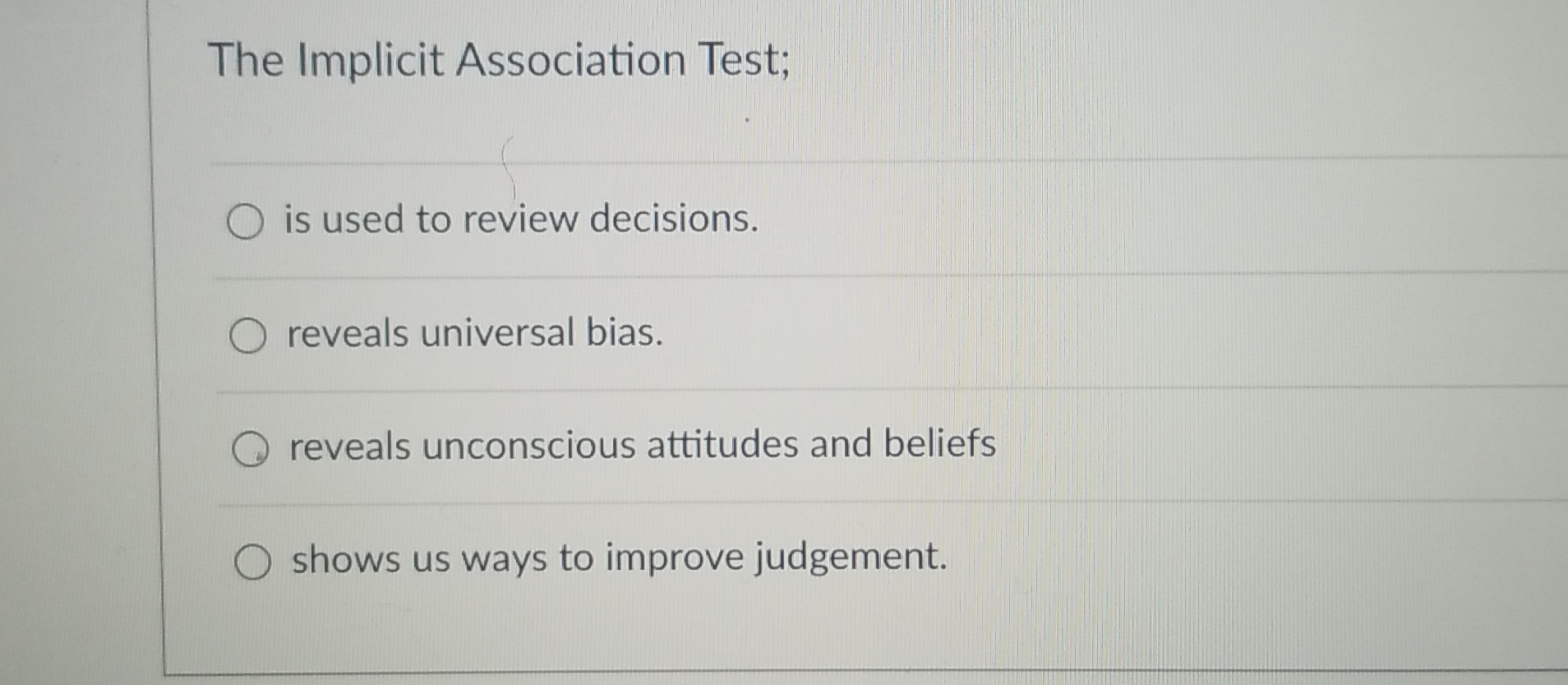 Solved The Implicit Association Test;is used to review | Chegg.com