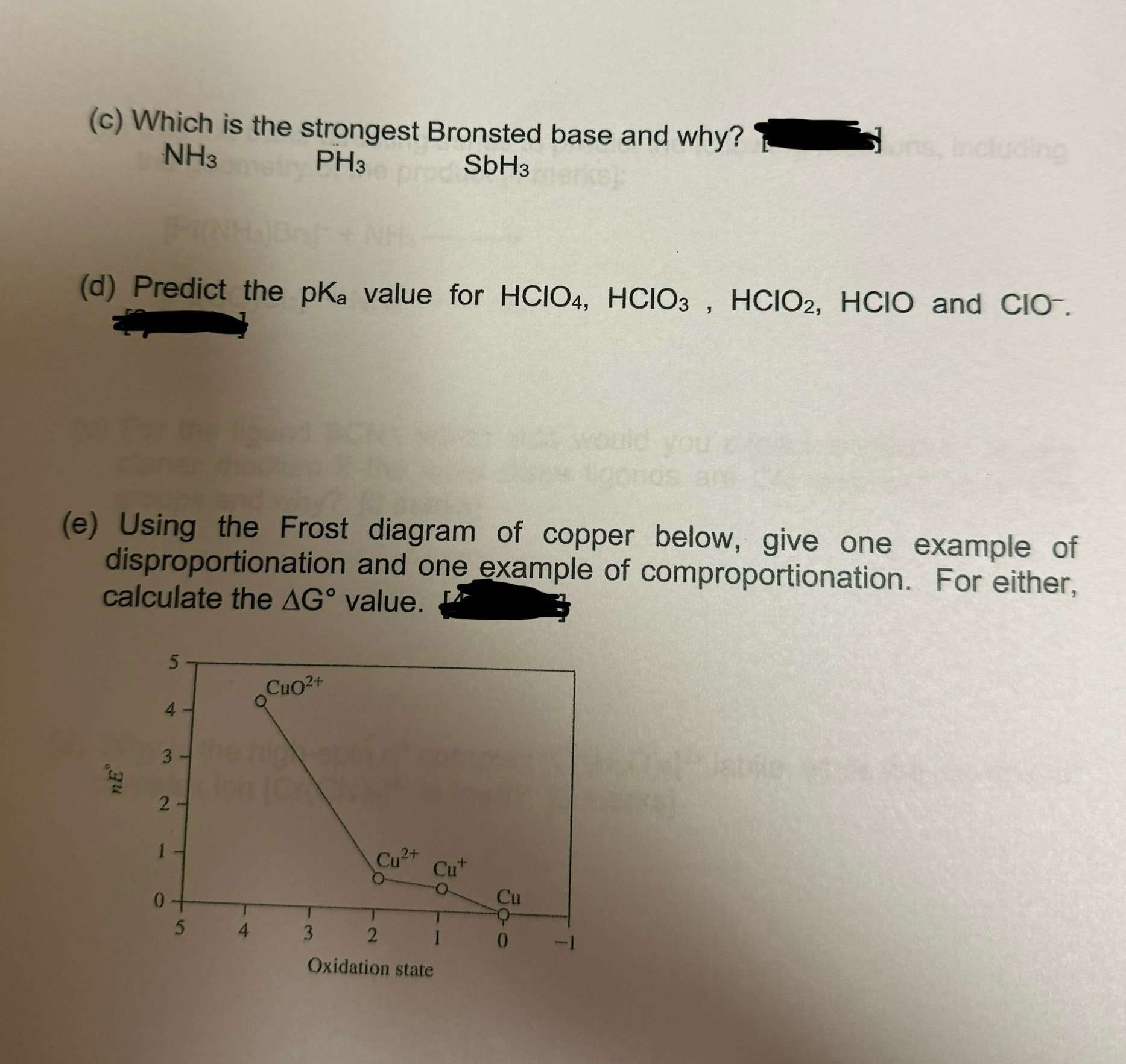 Solved (c) ﻿Which is the strongest Bronsted base and | Chegg.com