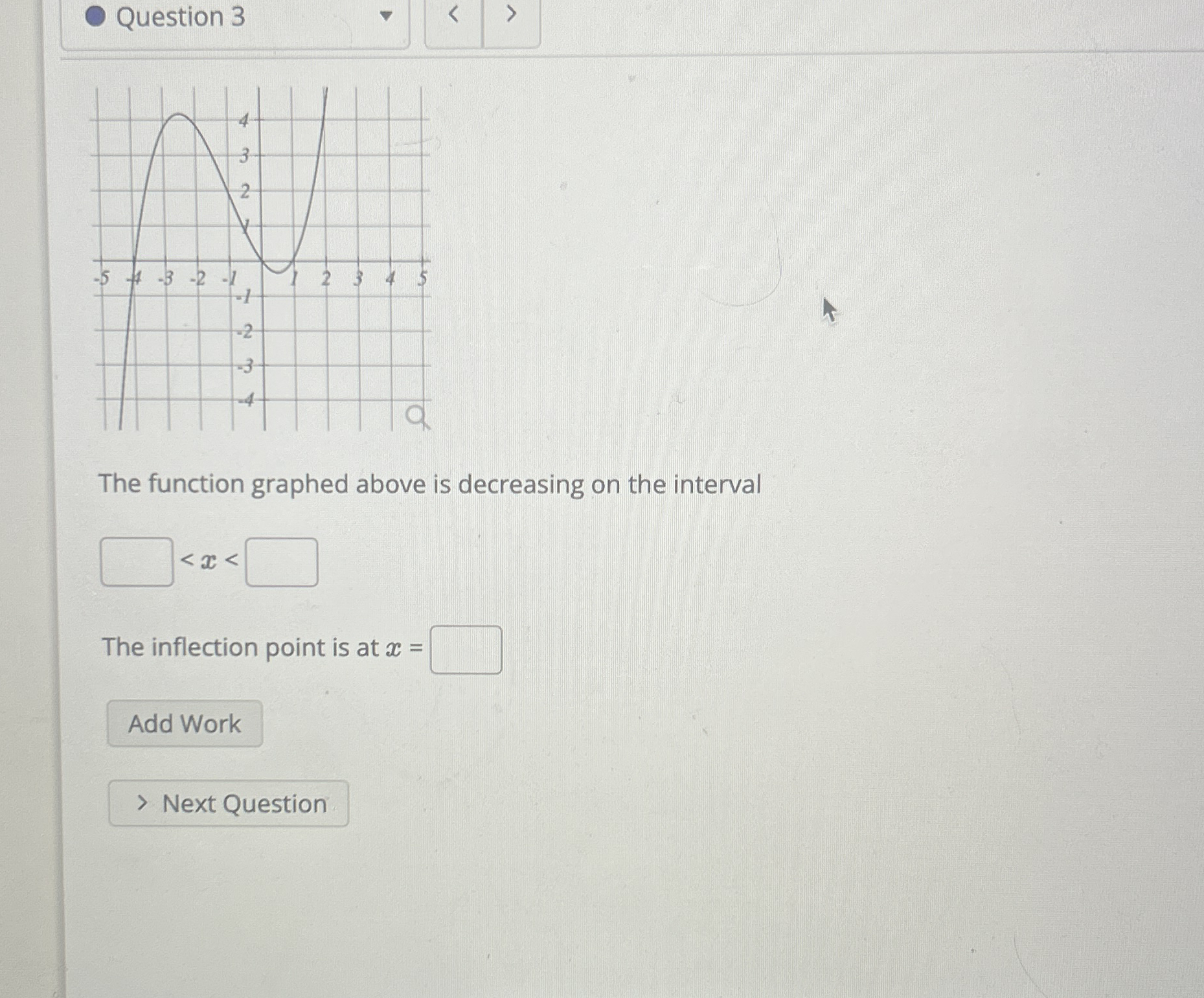 Solved Question 3The function graphed above is decreasing on | Chegg.com