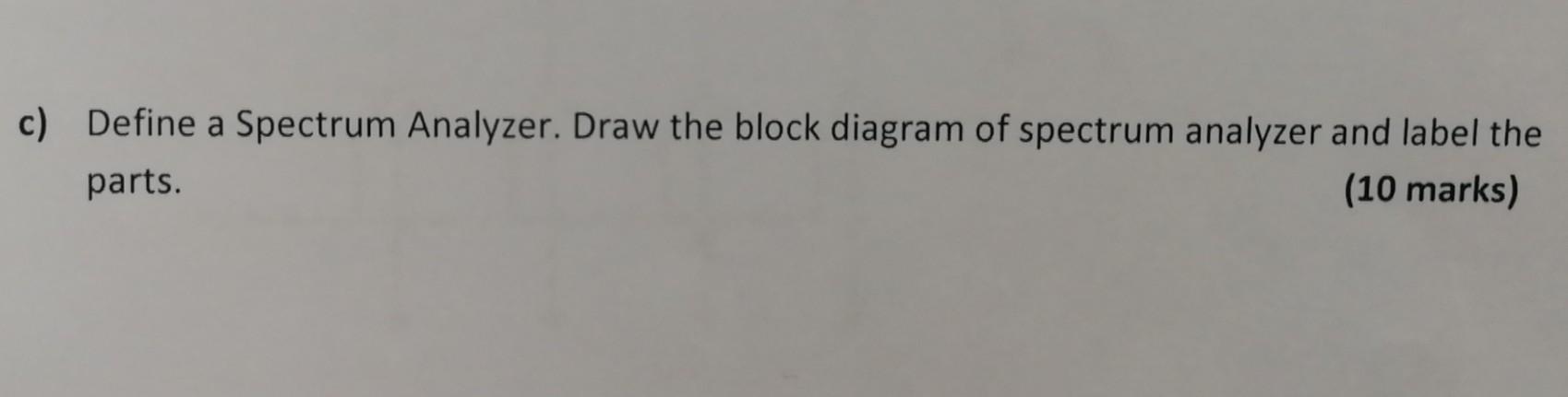 Solved c) Define a Spectrum Analyzer. Draw the block diagram | Chegg.com