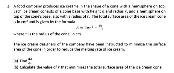 Solved 3. A food company produces ice creams in the shape of | Chegg.com
