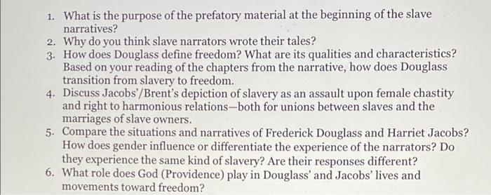 From the excerpts The Narrative of the Lif of | Chegg.com