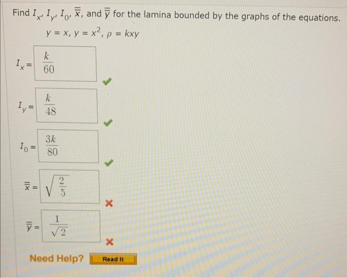 Solved Find Ix′Iy′I0′,xˉ, and yˉ for the lamina bounded by | Chegg.com