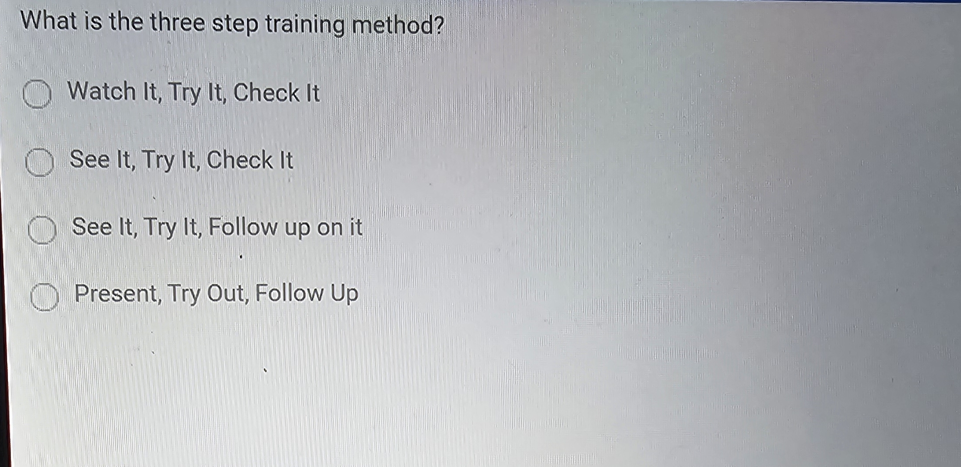 Solved What is the three step training method?Watch It, ﻿Try | Chegg.com